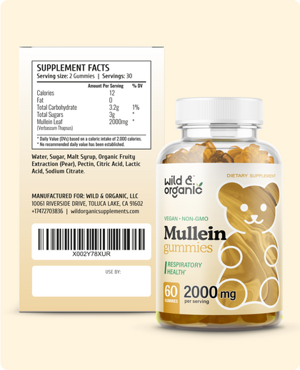 Mullein Gummies, 2000Mg., 60 Chews | Wild & Organic