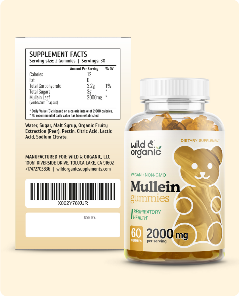 Mullein Gummies, 2000Mg., 60 Chews | Wild & Organic