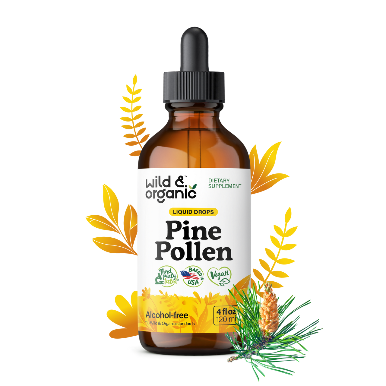 Buy Pine Pollen Tincture - 4 fl.oz. Bottle | Wild & Organic