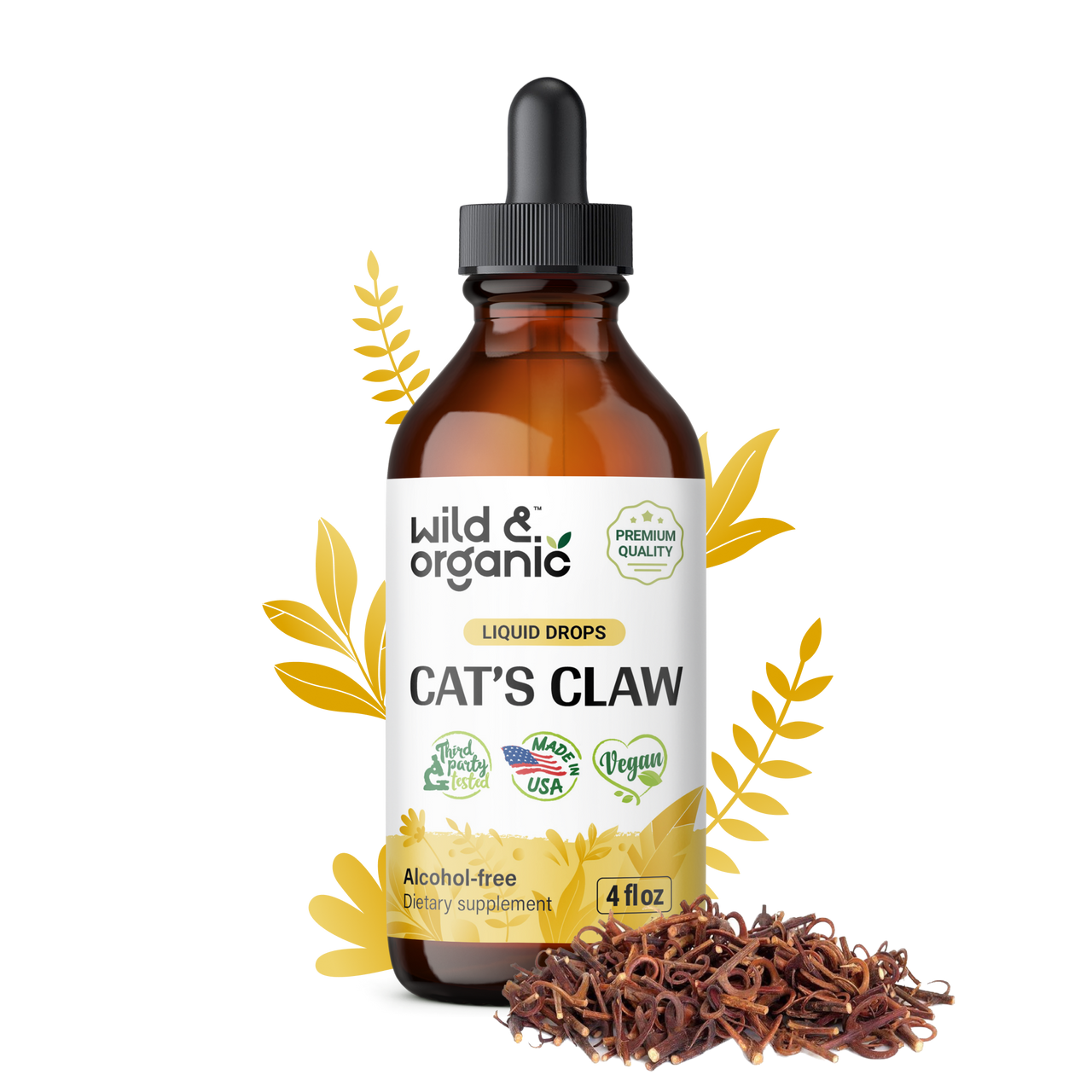 Liquid Cat's Claw Supplement - 4 Fl. Oz. Bottle | Wild & Organic