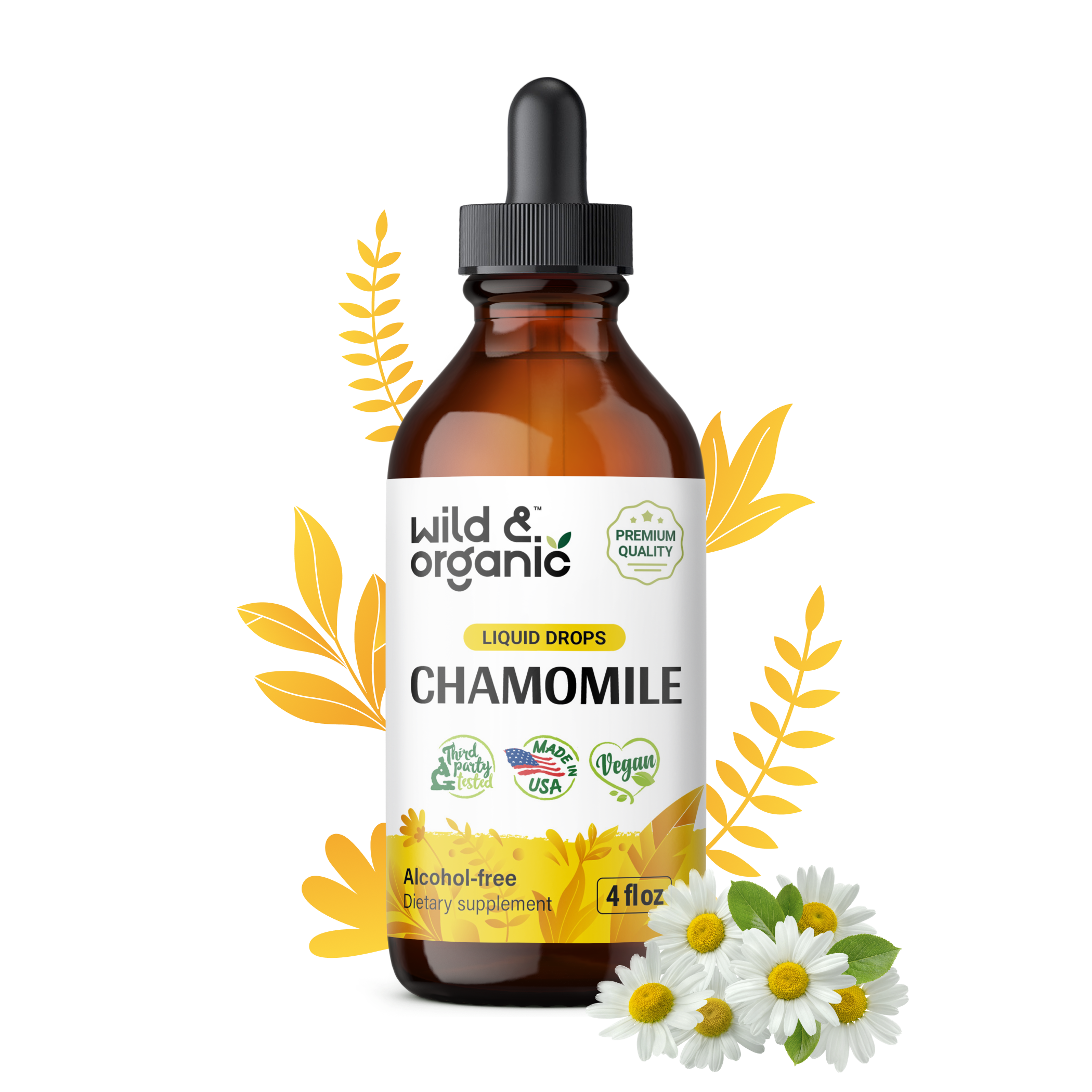 Buy Chamomile Tincture - 4 fl.oz. Bottle | Wild & Organic