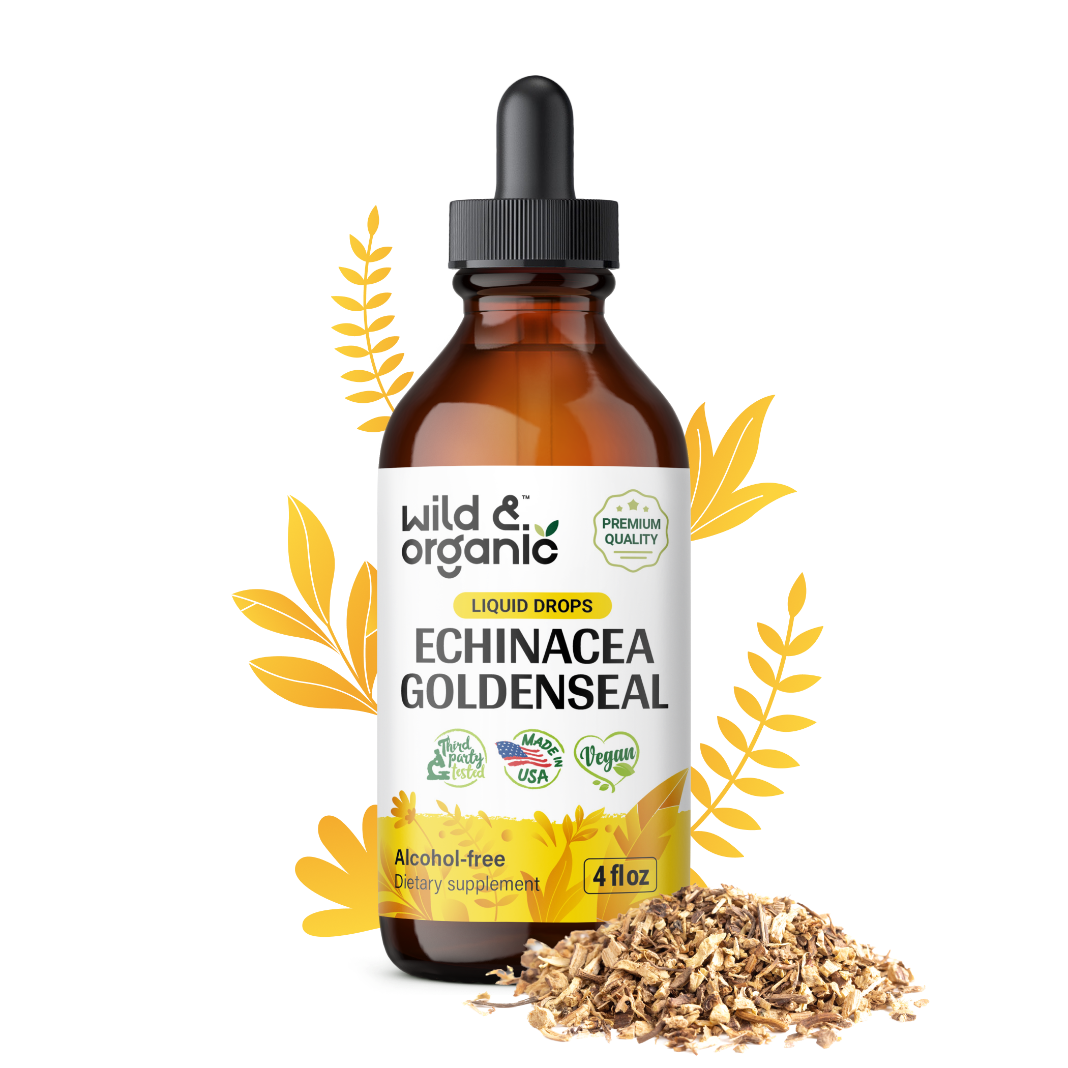 Echinacea & Goldenseal Drops - 4 Fl. Oz. Bottle | Wild & Organic
