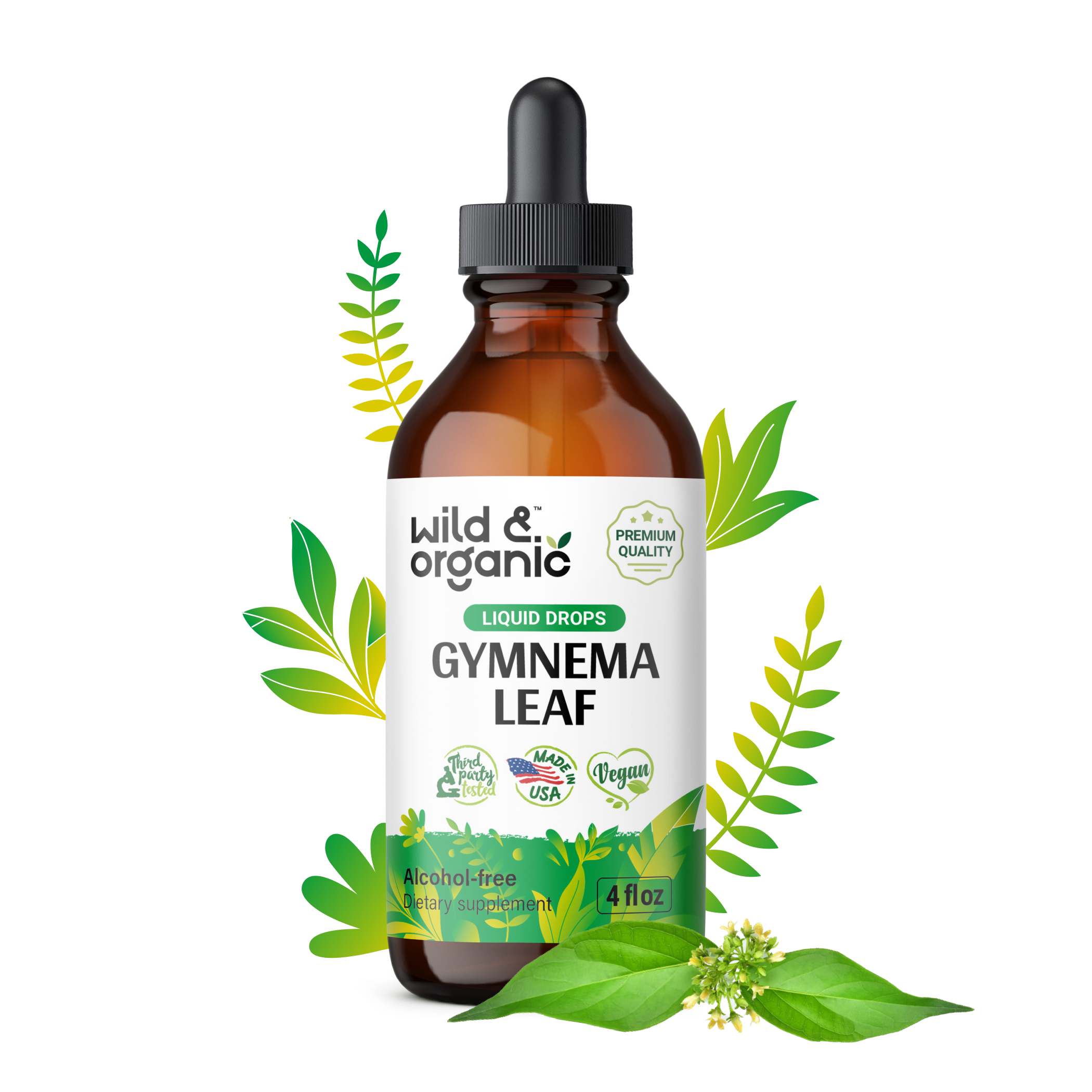 Gymnema Sylvestre Extract Tincture - 4 Fl. Oz. Bottle | Wild & Organic