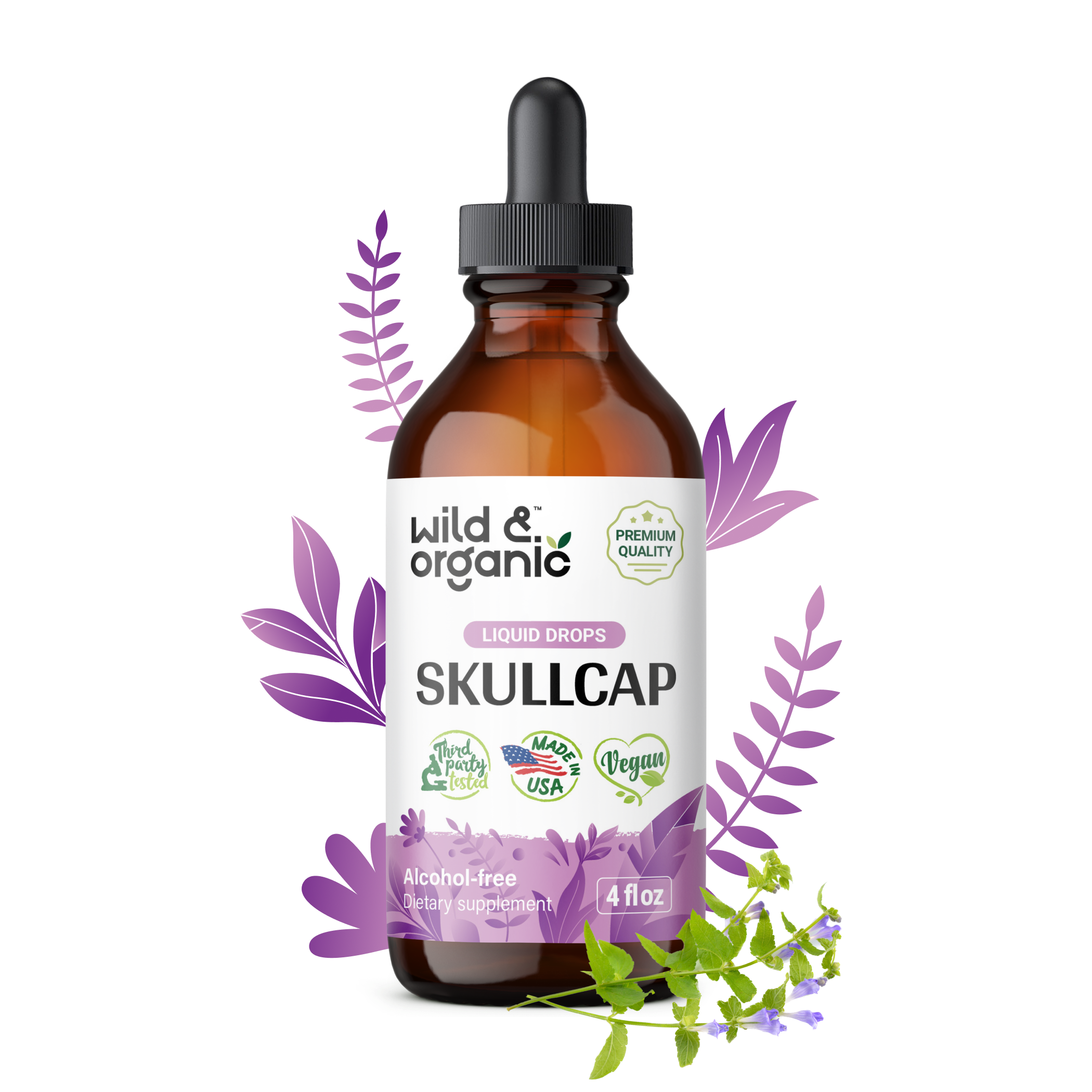 Skullcap Tincture - 4 Fl. Oz. Bottle | Wild & Organic