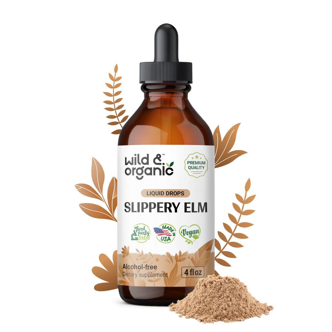 Slippery Elm Liquid Supplement - 4 Fl. Oz. Bottle | Wild & Organic